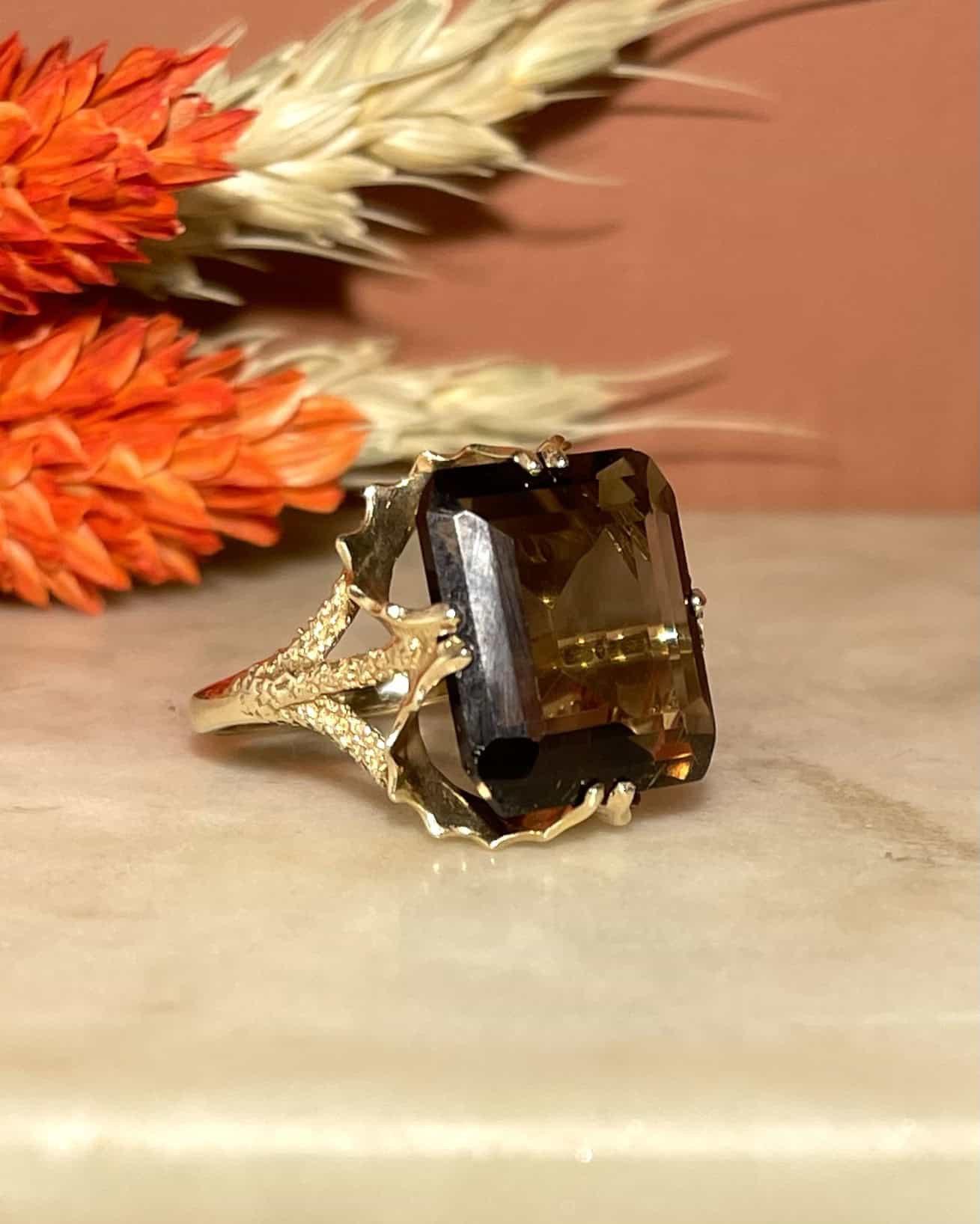 7 Carat Smoky Quartz Cocktail Ring "Moana" – Elliade Paris